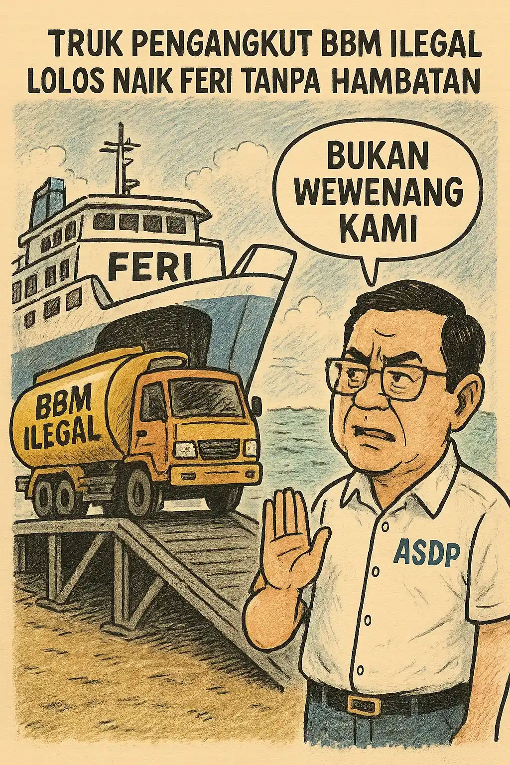 ASDP Dinilai Cuci Tangan, Truk Pengangkut BBM Ilegal Lolos Naik Feri Tanpa Hambatan - KBO BABEL